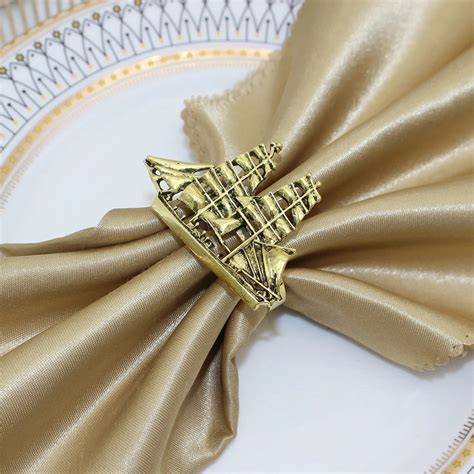 Badu Bg 8 бр Метални пръстени за салфетки за платноходка Ретро златен пръстен за хавлиени кърпи