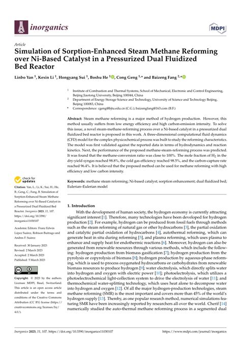 Pdf Simulation Of Sorption Enhanced Steam Methane Reforming Over Ni Based Catalyst In A