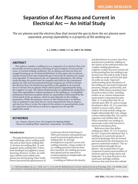 Pdf Separation Of Arc Plasma And Current In Electrical Arc · Separation Of Arc Plasma And