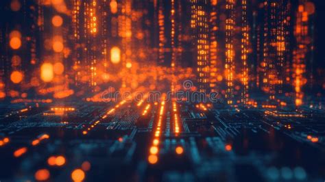 Visual Of Glowing Binary Code On A Microchip Circuit Representing Deep
