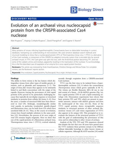 Pdf Evolution Of An Archaeal Virus Nucleocapsid Protein From