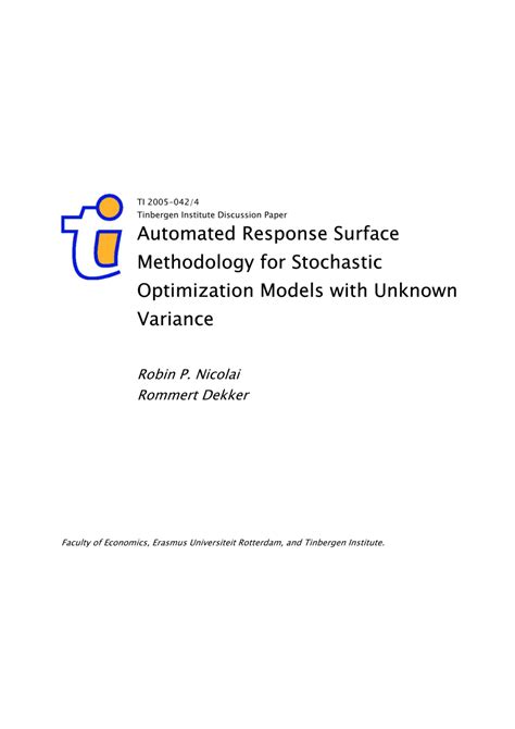Pdf Automated Response Surface Methodology For Stochastic