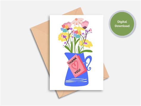 Thank You Printable Card Instant Download Pdf Printable Thank You Card Thank You Card Printable