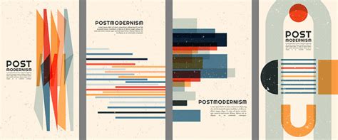 벡터 일러스트 레이 션 포스트 모던 스타일의 기하학적 모양 동적 추상 평면 중반 세기 디자인 전단지 전단지 바우처 쿠폰의 서식