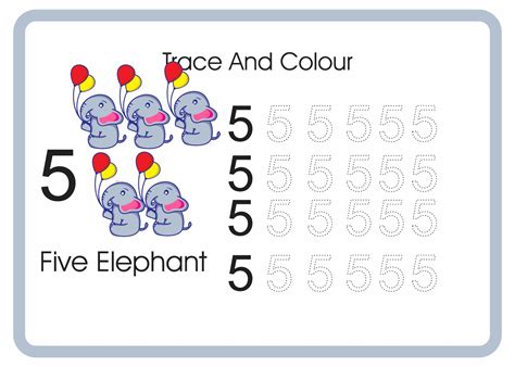 Compter Trace Et Couleur éléphant Numéro 5 3032301 Art Vectoriel Chez Vecteezy