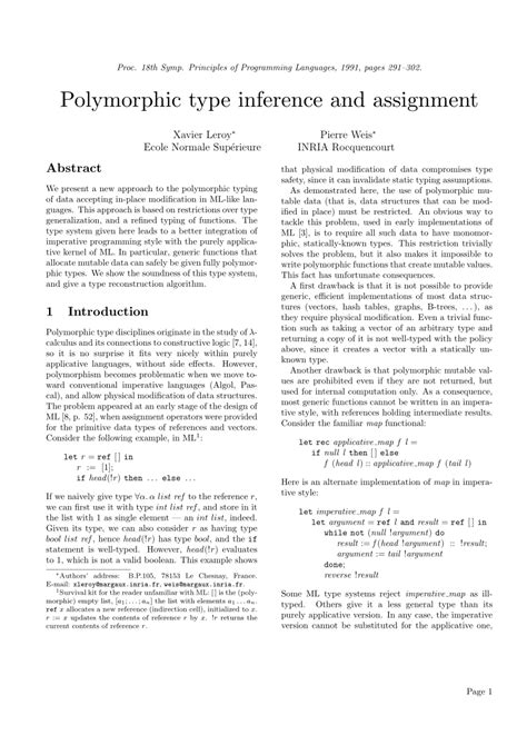 Pdf Polymorphic Type Inference And Assignment