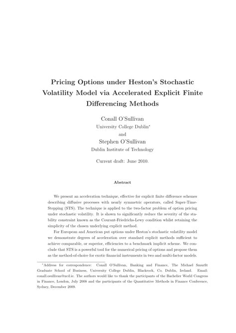 Pdf Pricing Options Under Hestons Stochastic Volatility Model Via Accelerated Explicit Finite