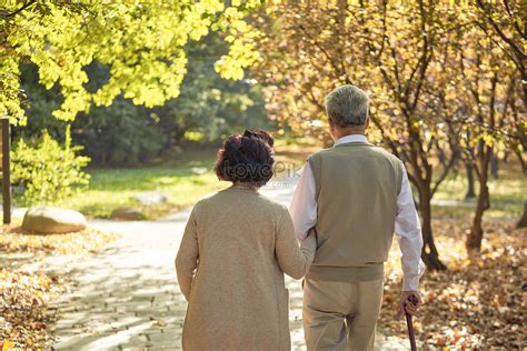 공원에서 산책하는 노인 부부의 뒷면 사진 무료 다운로드 Lovepik