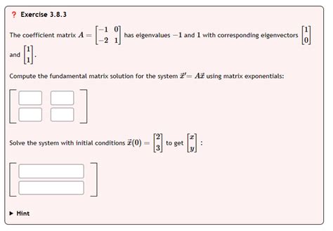 Solved Exercise The Coefficient Matrix A Chegg