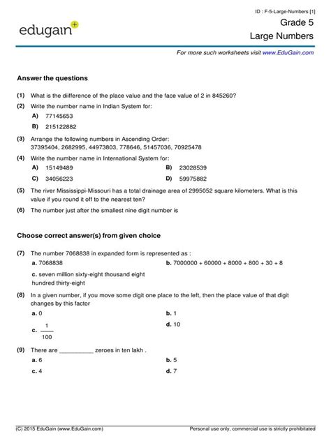 Grade5 Large Numbers Pdf Pdf Naming Conventions Encodings Ritu Singhal