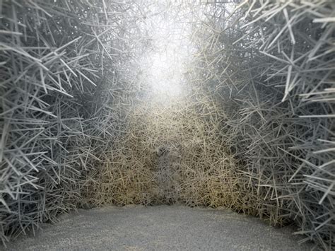 Robots Built Cave Like Pavilion From 120 000 Interlocking Spikes And Balls
