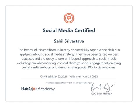 Sahil Srivastava On Linkedin Socialmediamarketing Socialmediacertification Hubspotcertificate…