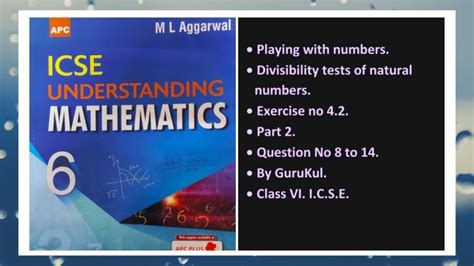 Playing With Numbers Ex 4 2 Part 2 Class 6 M L Aggarwal Icse Understanding Mathematics
