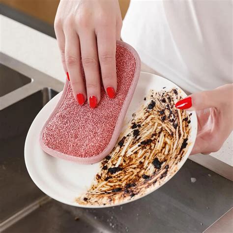 Eponge Tampon A Recurer Beige Éponge De Nettoyage De Cuisine Double