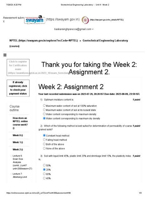 Geotechnical Engineering Laboratory Unit 4 Week 2 Pdf