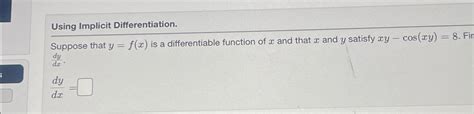 Solved Using Implicit Differentiationsuppose That Yfx