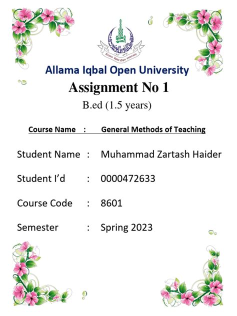Research Based Assingment Aiou Bed 15 Programme Course Code 8601
