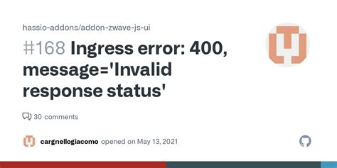 Ingress Error 400 Messageinvalid Response Status · Issue 168 · Hassio Addonsaddon Zwave