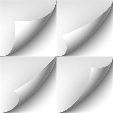 현실적인 벡터 일러스트 레이 션 말린 종이 모서리 무료 벡터