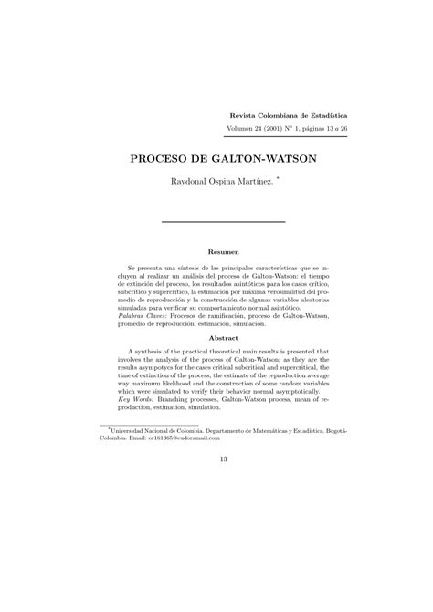 Pdf Galton Watson Process