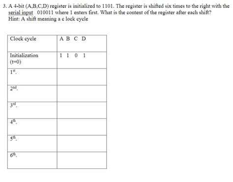 Solved A 4 Bit Abcd ﻿register Is Initialized To 1101