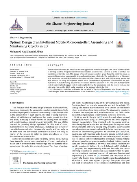 Pdf Optimal Design Of An Intelligent Mobile Microcontroller Assembling And Maintaining