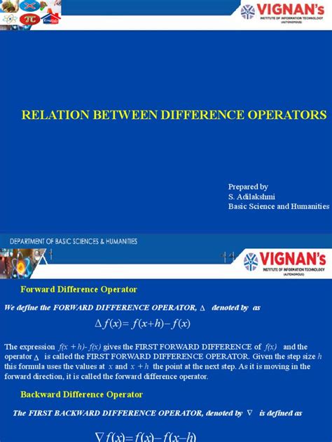 Relation Between Difference Operators Pdf Finite Difference
