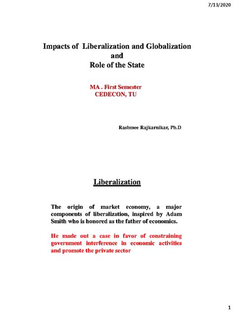 4 Liberalization And Globalization Impacts Of Liberalization And Globalization And Role Of