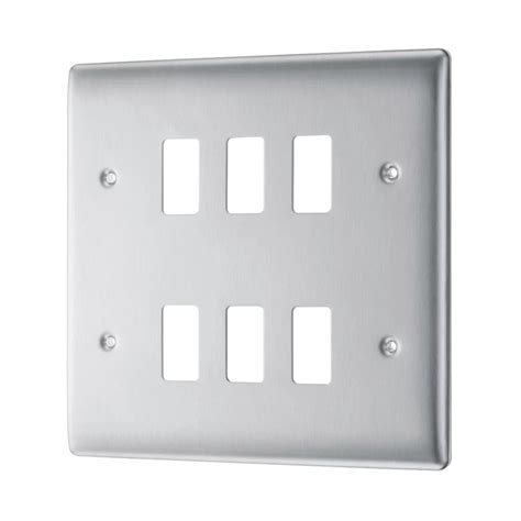 british general nexus metal grid 6 module grid faceplate brushed steel