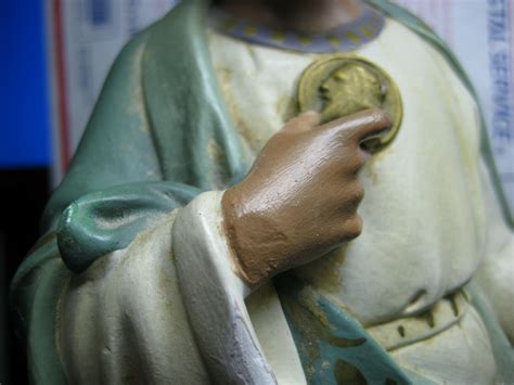 Large Vintage St Jude Thaddeus Statue W Glass Eyes San Judas Tadeo
