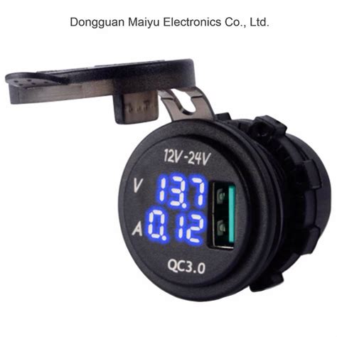 Qc 3 0 Usb Charger Socket Digital Voltmeter Ammeter Monitoring Double