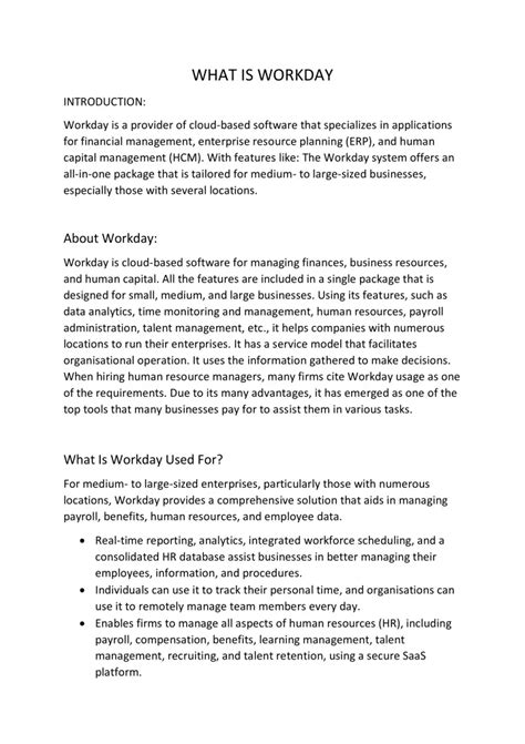 PPT WHAT IS WORKDAY PowerPoint Presentation Free Download ID