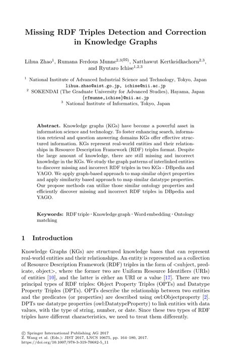 pdf missing rdf triples detection and correction in knowledge graphs