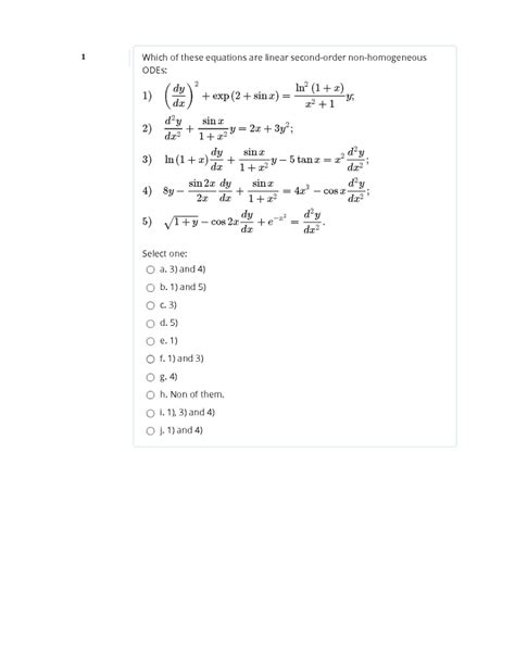 Solved Which Of These Equations Are Linear Second Order