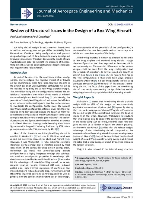 Pdf Review Of Structural Issues In The Design Of A Box Wing Aircraft