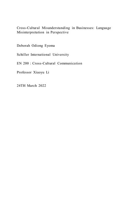 Cross Cultural Misunderstanding In Businesses Language Misinterpr Docx