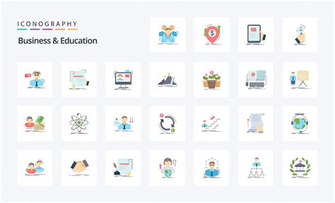 Premium Vector 25 Business And Education Flat Color Icon Pack
