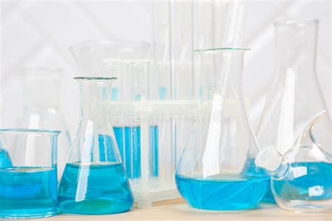 Laboratory Glassware With Test Tubes Flasks Dropper Petri Dishes
