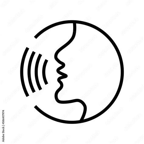 Voice Recognition Concept Voice Control Black Line Icon Speaking Icon Vector Talk Person Sign