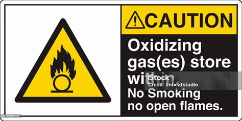 Ansi Z535 안전 표지 표시 라벨 기호 기호 그림 그램 표준주의 산화 가스 저장 내부 금연 텍스트 포함 화염 금지 풍경 검정 02 0명에 대한 스톡 벡터 아트 및 기타