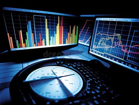 Business Graphs On Computer Screen No Face Stock Illustration