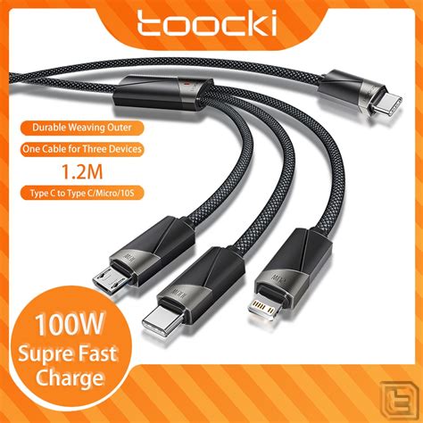 Toocki PD100W 3 in 1 สายชารจ Type C เปน Type C Micro 10S QC3 0 480Mbps ชารจเรว สาหรบแลปท