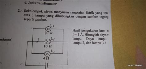 Diberikan Sebuah Rangkaian Listrik Arus Searah Terdiri Dari 3 Lampu
