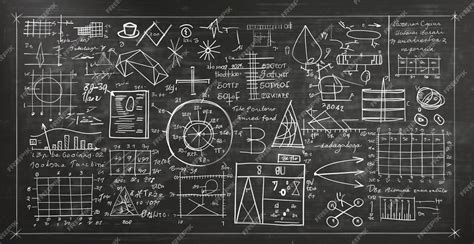 A Chalkboard Filled With Intricate Mathematical Diagrams Formulas Graphs And Charts In White