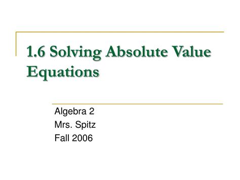 PPT Solving Absolute Value Equations PowerPoint Presentation