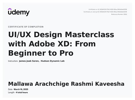 Im Happy To Share That Ive Obtained A New Certification Uiux Design Rashmi Kaveesha