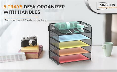 2 Pack Letter Tray 5 Tier Desk Organizer File Paper Holder