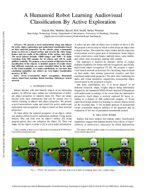 Pdf A Humanoid Robot Learning Audiovisual Classification By Active
