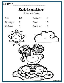 Color By Subtraction Babe Girl Swimming By DAISY MAEs GARDEN TPT