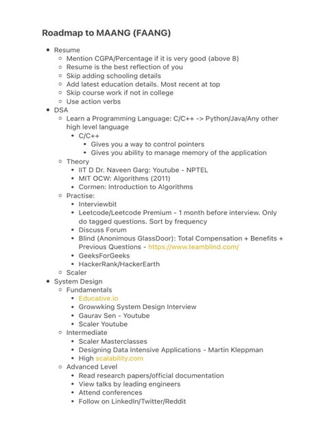 Roadmap To Maang Faang Pdf Computer Programming Information Technology Management